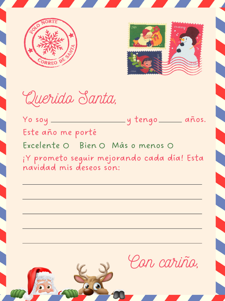 Carta Imprimible a Papá Noel | PDF