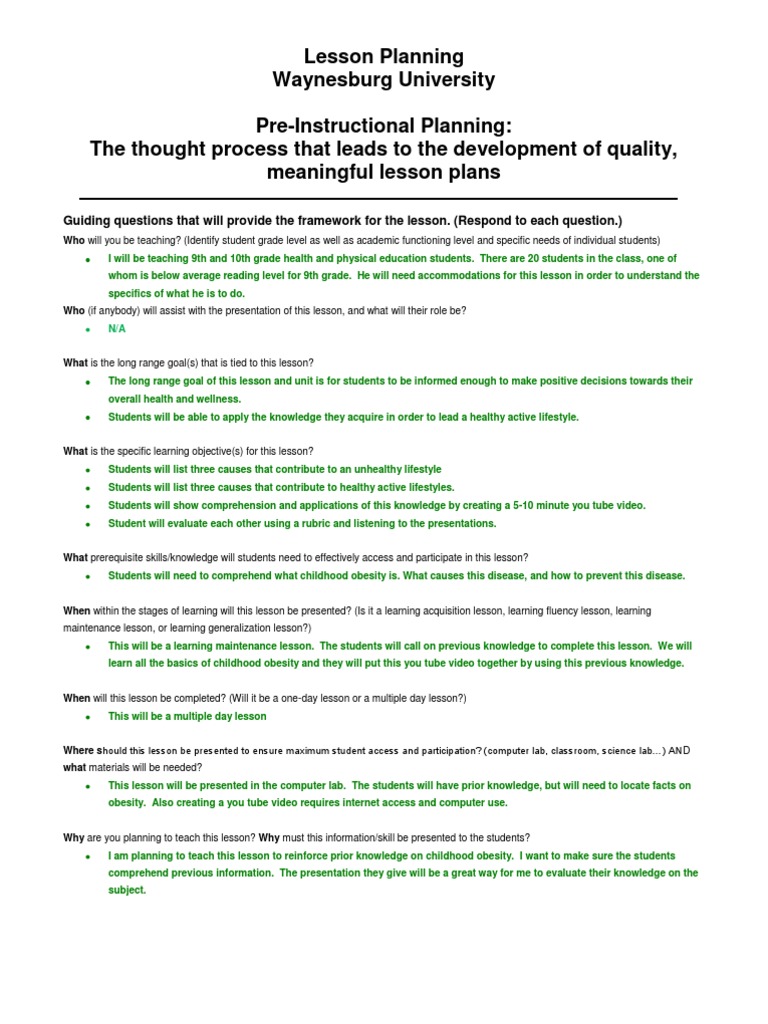 Lesson Plan | PDF | Lesson Plan | Rubric (Academic)