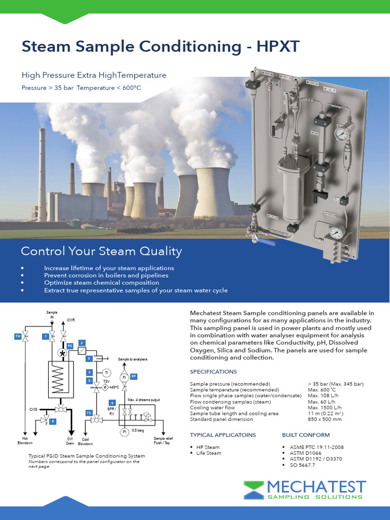 HPXT Steam Sample Conditioning Specs | PDF | Valve | Gas Technologies
