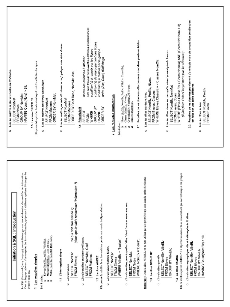 Aide M Moire SQL 1 | PDF