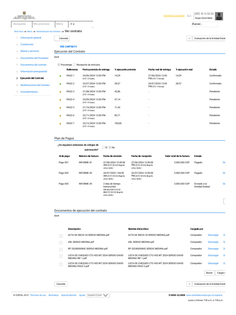 Pantallazo Envío Documentos Sergio Medina Informe 3 | PDF