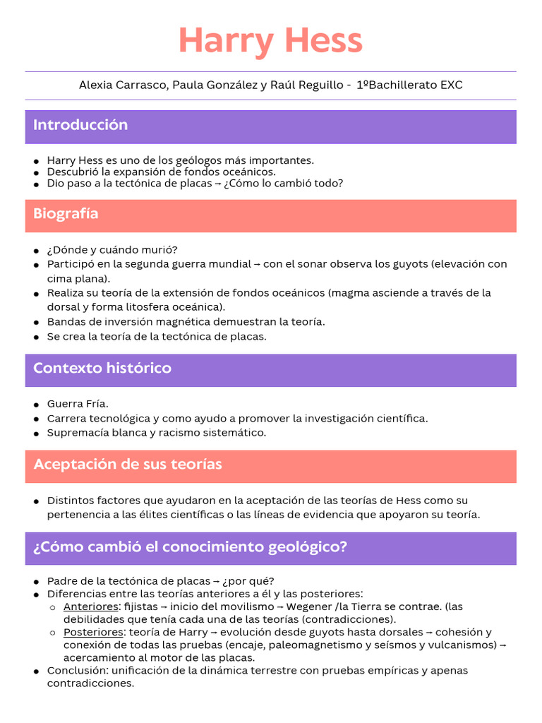 Harry Hess y la Tectónica de Placas | PDF