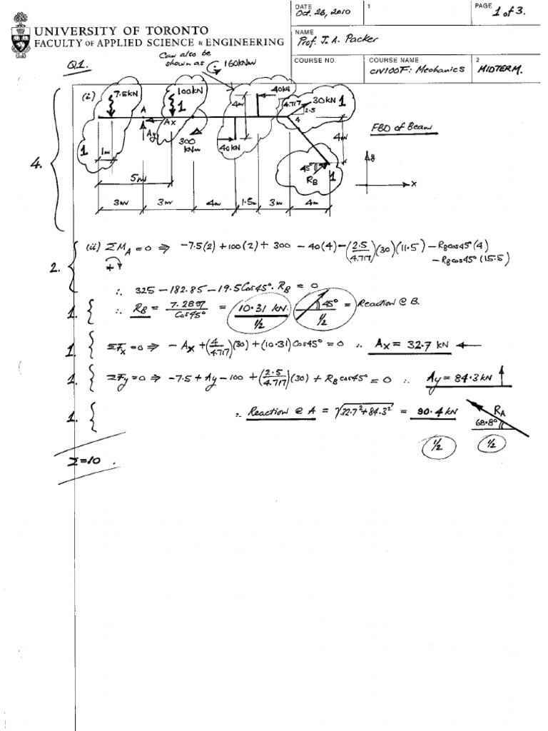 CIV100 Mechanics Midterm Exams Overview | PDF | Force | Mechanics