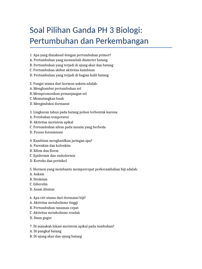 Soal Pilihan Ganda PH3 Biologi | PDF