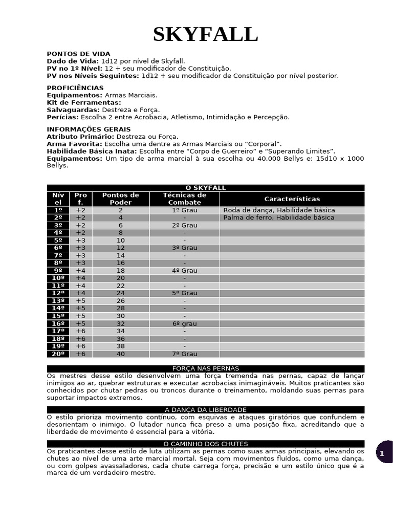 Modelo Estilo de Combate Skyfall | PDF