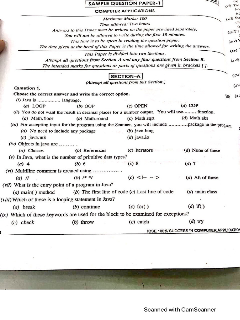 ICSE computer sample papers | PDF