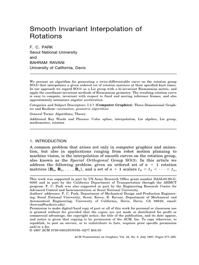 1997 - Smooth Invariant Interpolation of Rotations | PDF | Matrix ...