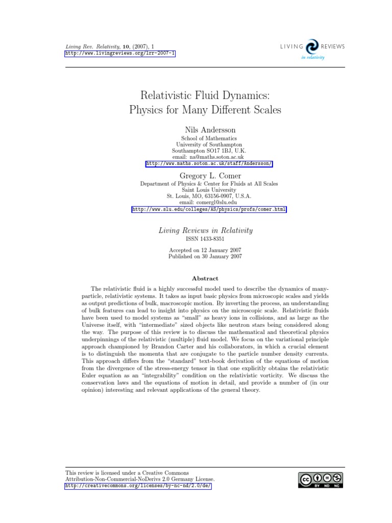 Nils Andersson and Gregory L. Comer - Relativistic Fluid Dynamics ...