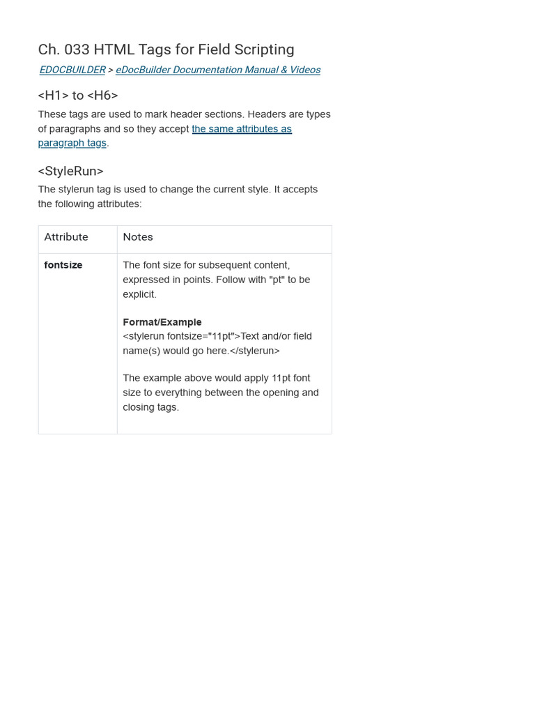 Ch. 033 HTML Tags For Field Scripting | PDF | Text | Typography
