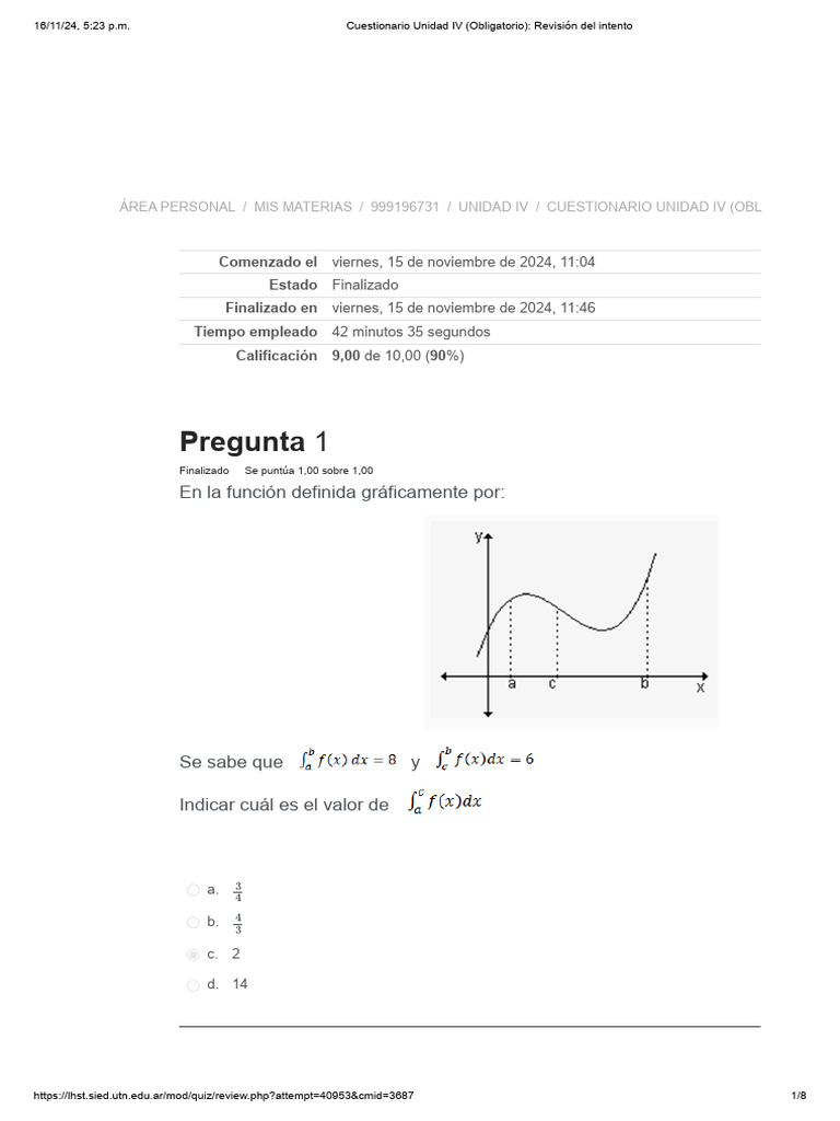Cuestionario Unidad IV (Obligatorio) - Revisión Del Intento | PDF