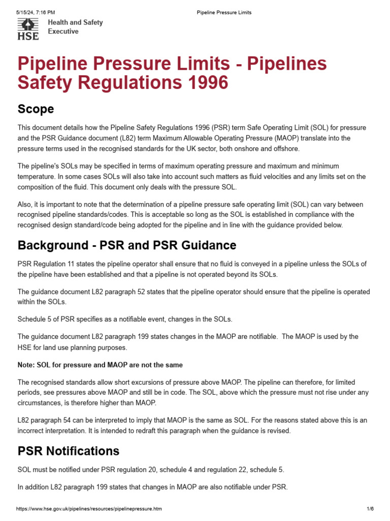 Pipeline Pressure Limits | PDF | Pump | Pressure