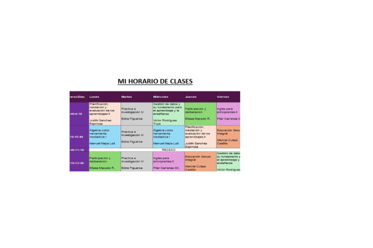 Mi Horario de Clases | PDF