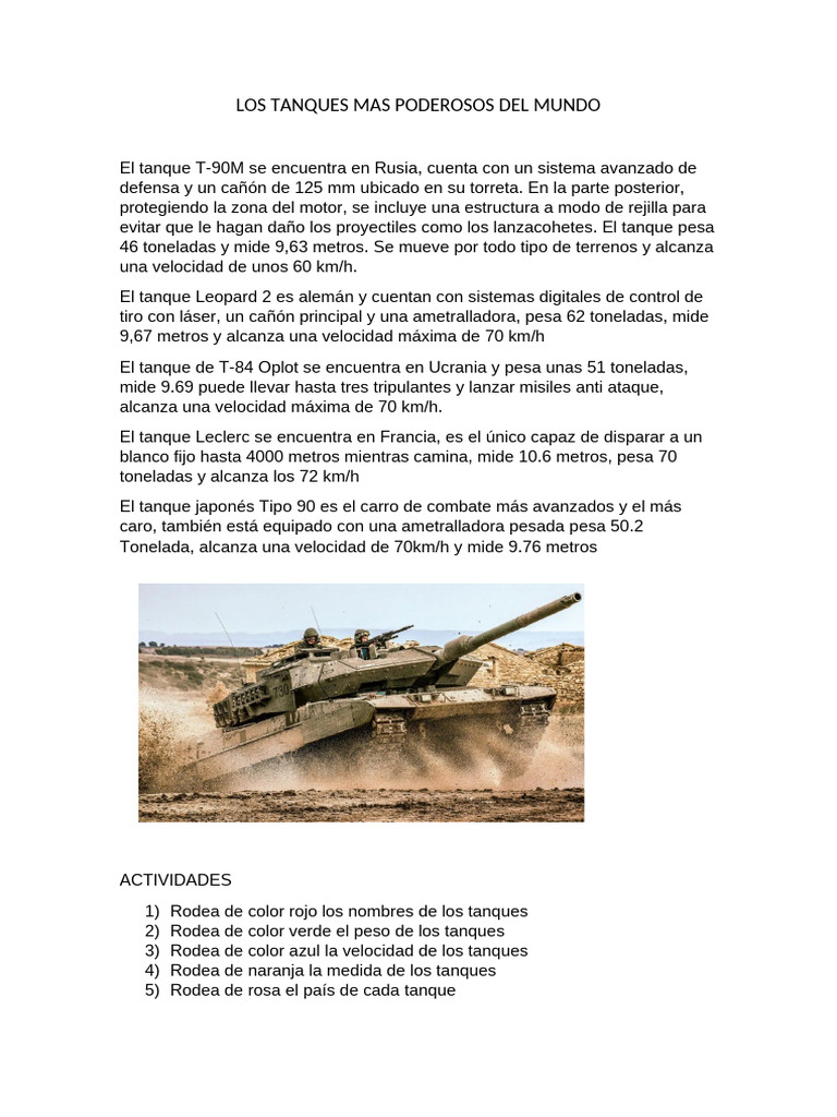 Los Tanques Mas Poderosos Del Mundo | PDF