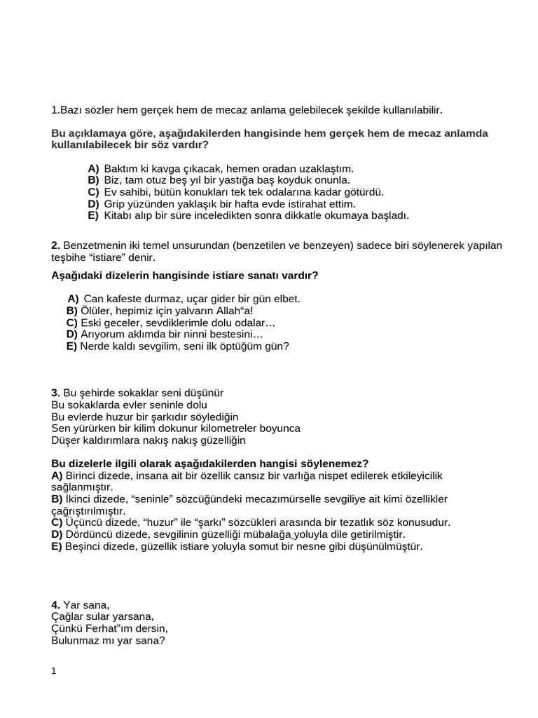 Edebi̇ Sanatlar | PDF