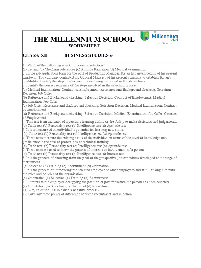 Worksheet CH-6-BST-XII | PDF