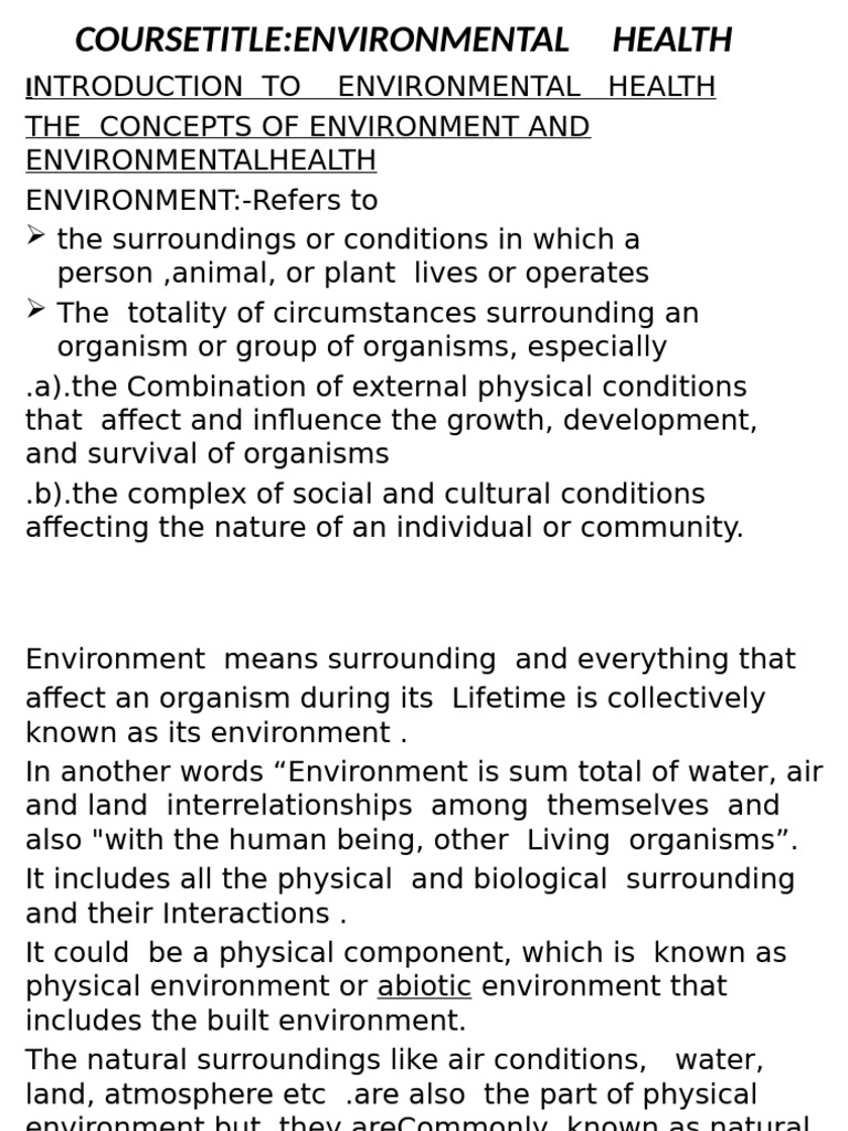 Introduction To Environmentalhealth | PDF | Natural Environment ...