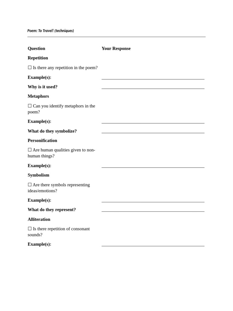 Poem Checklist Technique | PDF