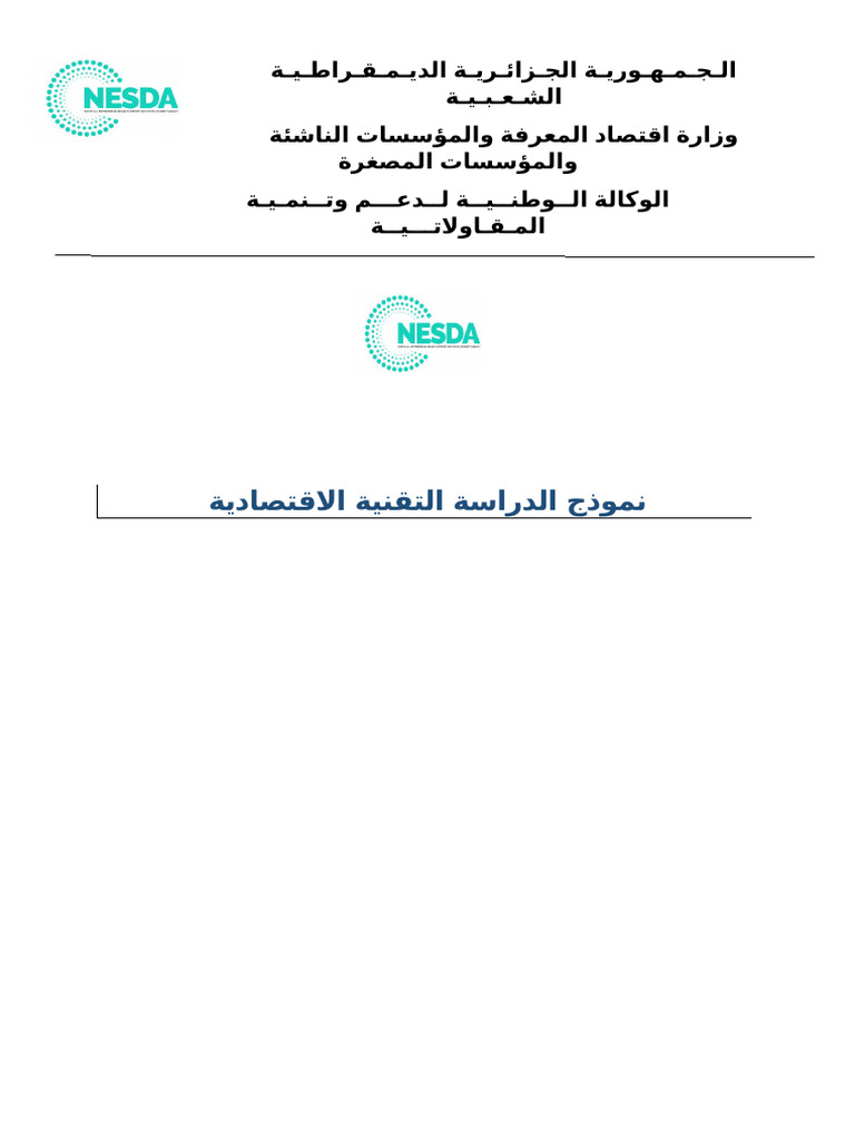 نموذج الدراسة التقنية الاقتصادية | PDF