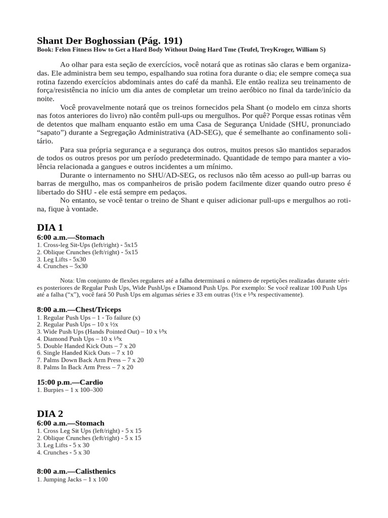 Shant Der Boghossian - Prison Workout | PDF