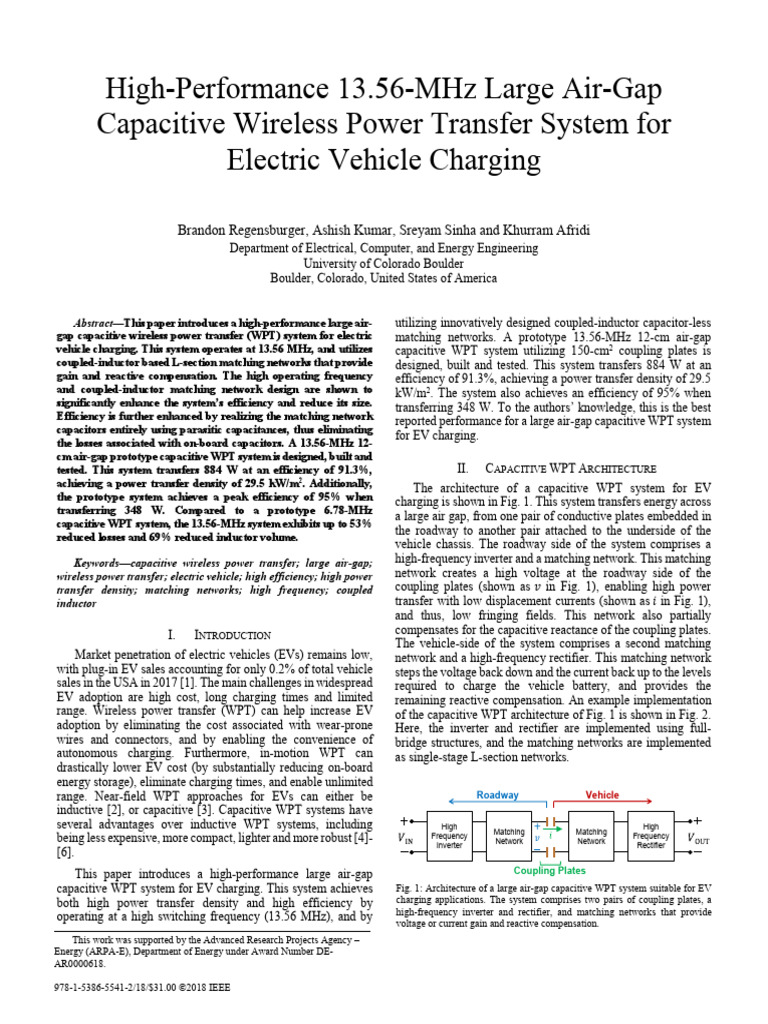 High-Efficiency Capacitive WPT for EVs | PDF | Inductor | Capacitor