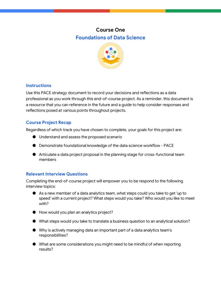 Activity Exemplar - Course 1 PACE Strategy Document | PDF | Data ...