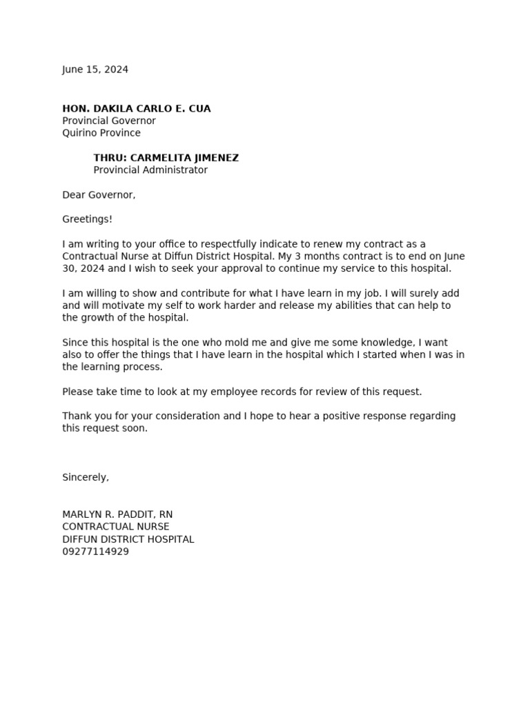 Contract Renewal Request for Nurses | PDF