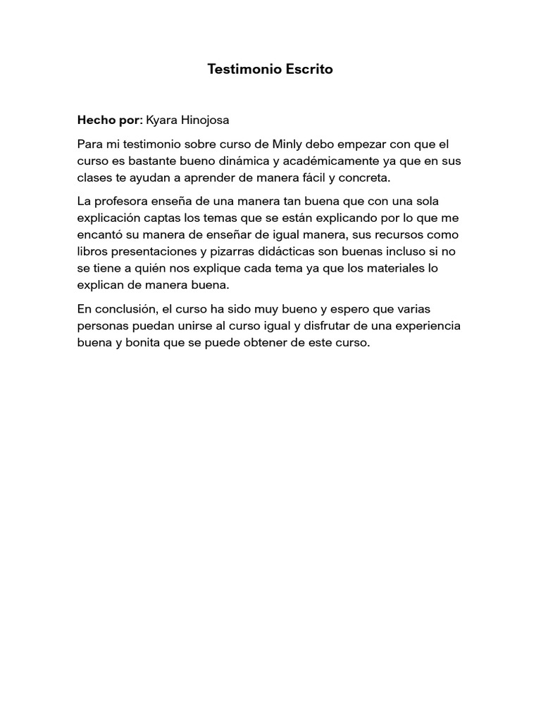Testimonio Escrito | PDF