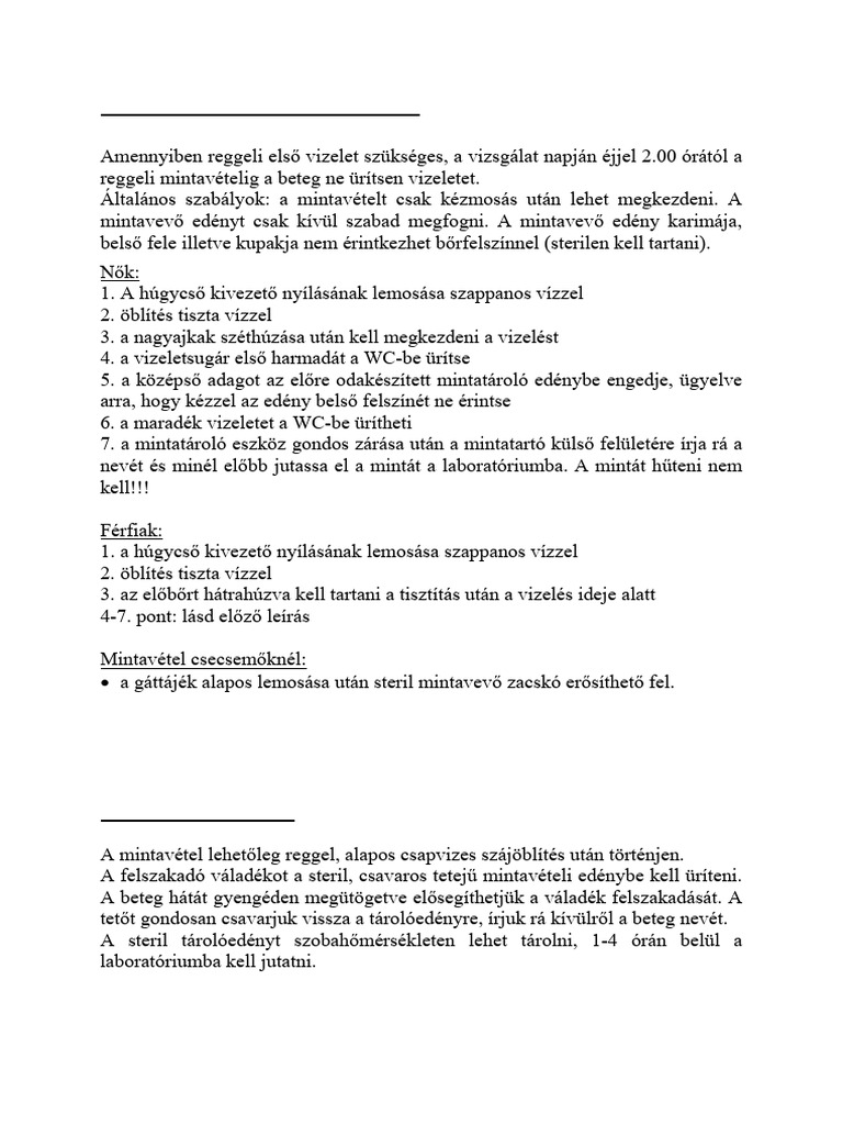Középsugaras Vizeletmintavétel | PDF