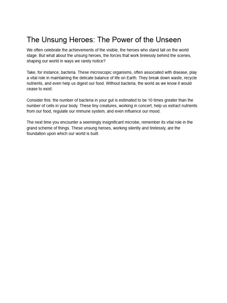 The Unsung Heroes: The Power of The Unseen | PDF