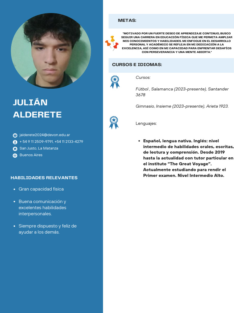 Blue Light Blue Color Blocks Flight Attendant CV | PDF