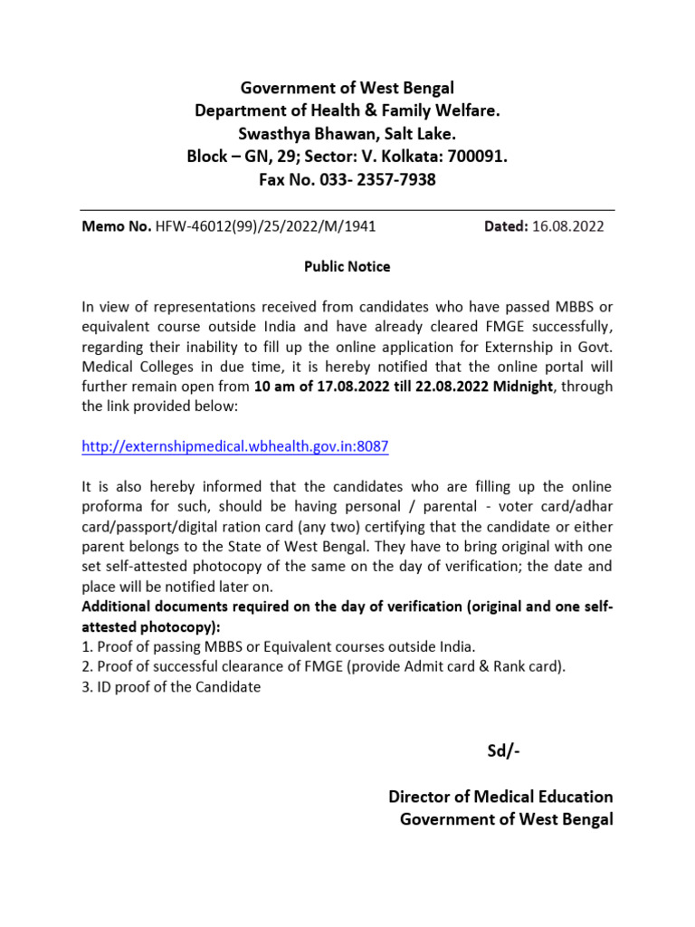 Externship Application Notice for MBBS Graduates | PDF