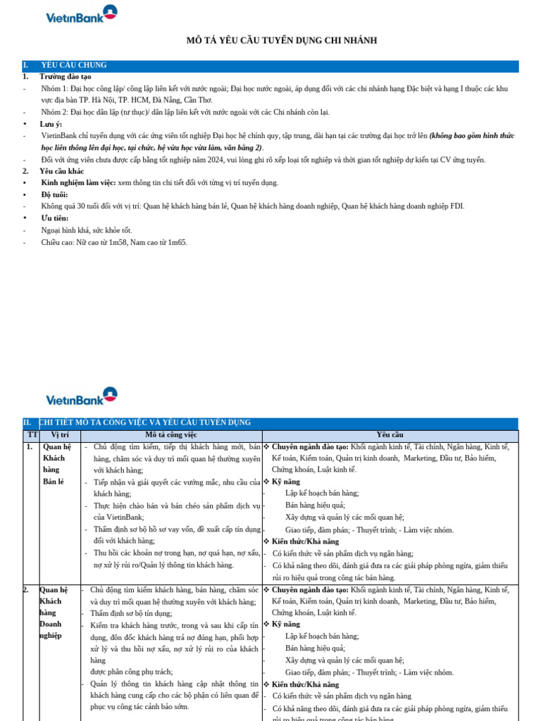 VietinBank MTCV 2024 | PDF