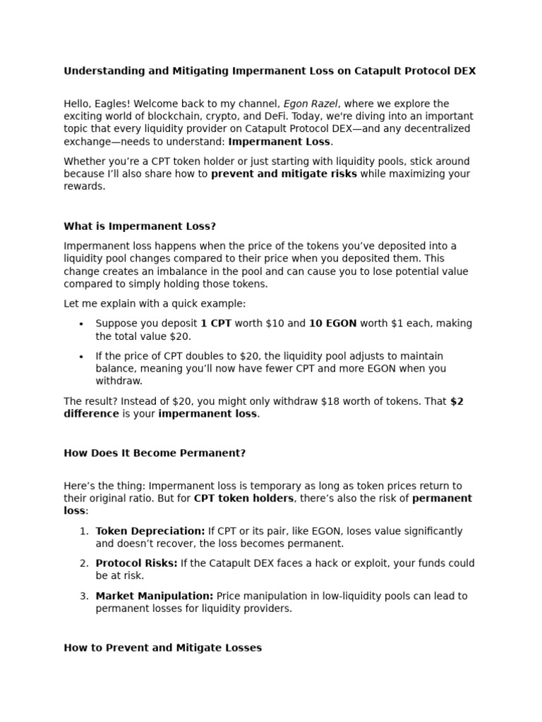 Understanding and Mitigating Impermanent Loss | PDF | Financial Markets ...