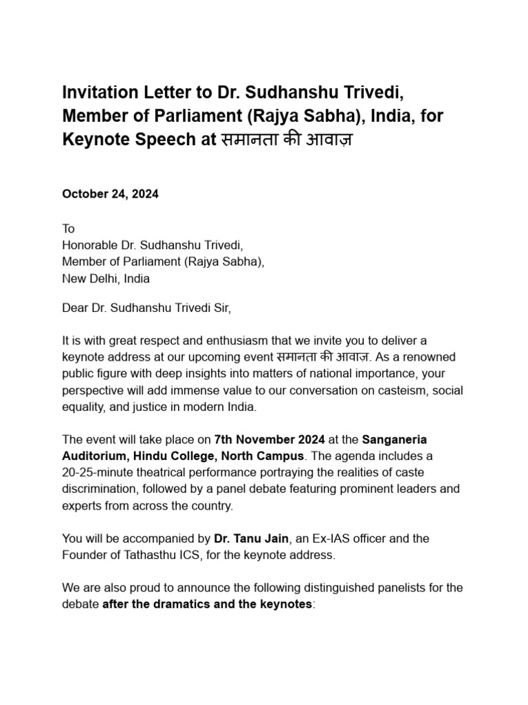 Invitation Letter To DR | PDF