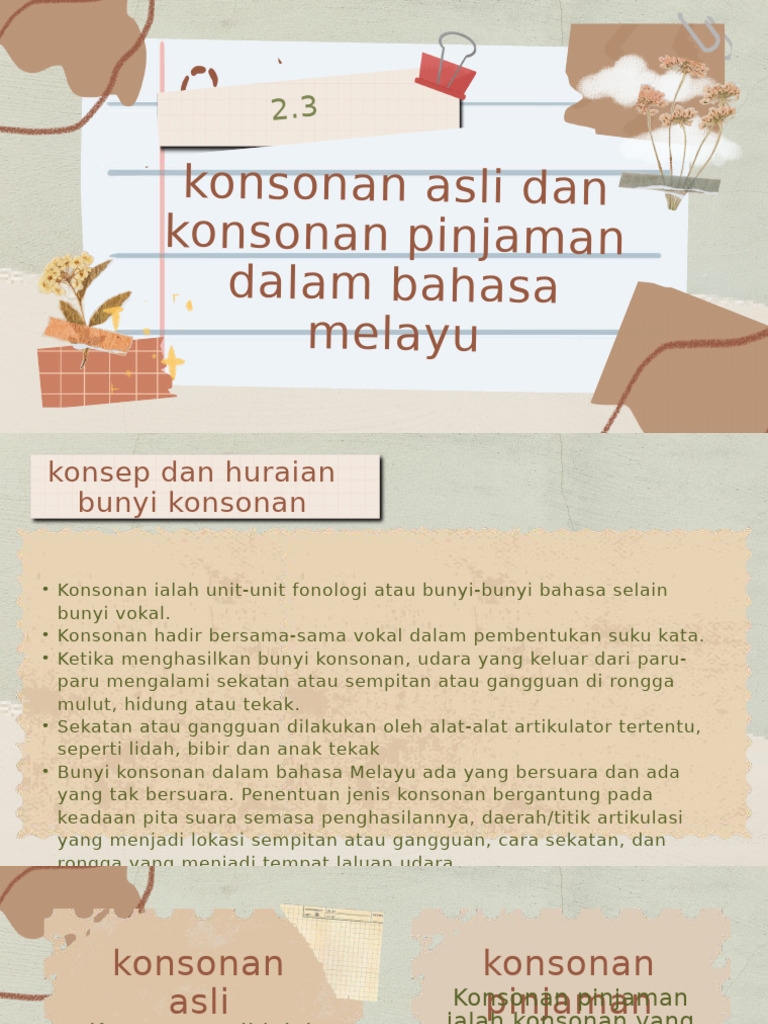 Konsonan Asli dan Pinjaman Melayu | PDF