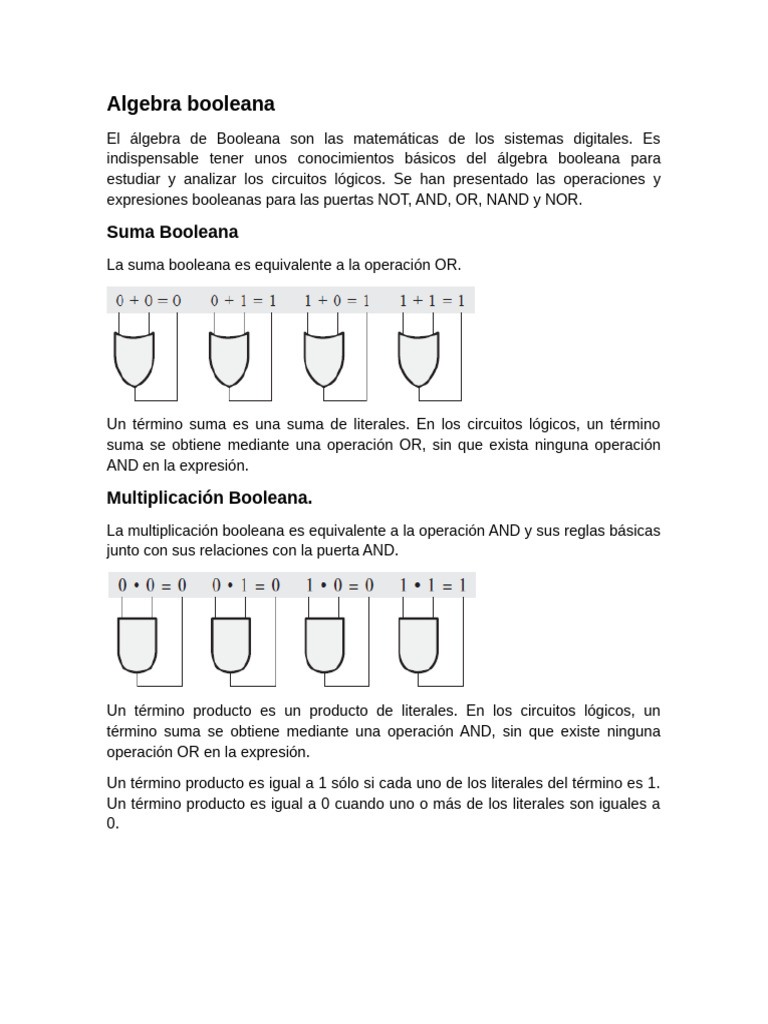 Fundamentos del Álgebra Booleana | PDF