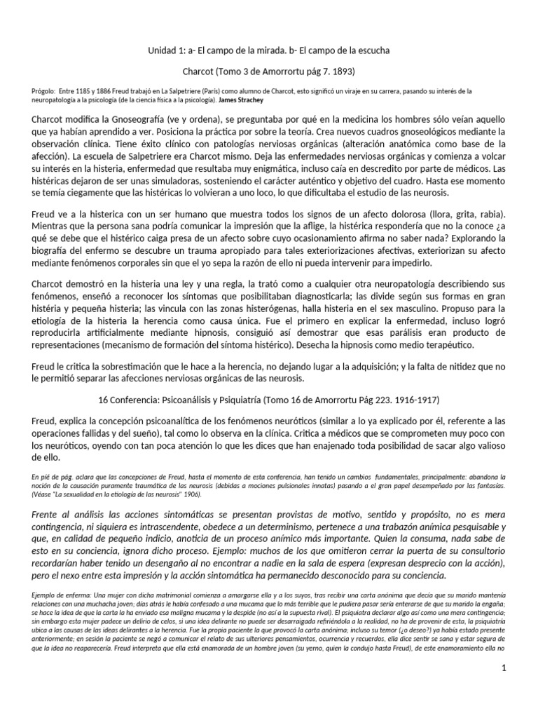 Unidad 1 a- El campo de la mirada. b- El campo de la escucha -Sergio Vincenzetti- | PDF ...