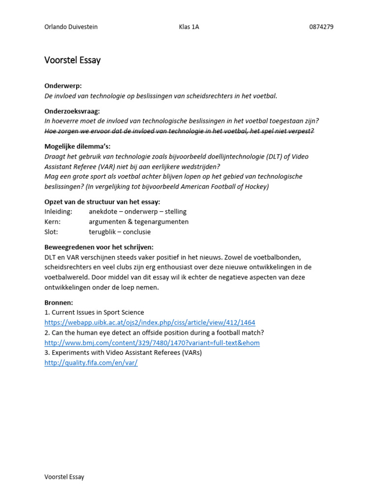 Voorstel Essay | PDF