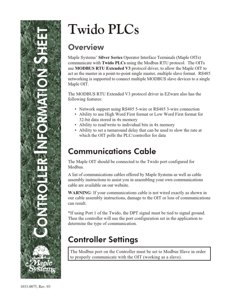 Twido PLCS: Communications Cable | PDF | Programmable Logic Controller | Input/Output