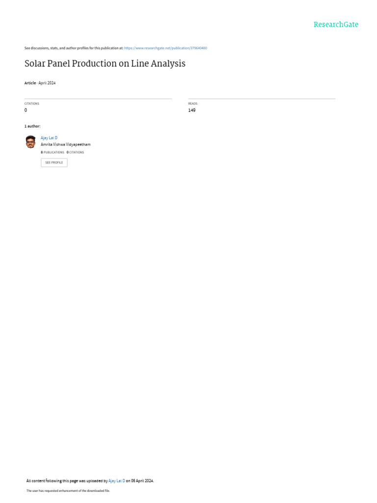Solar Panel Production Line Analysis | PDF | Solar Panel | Computing