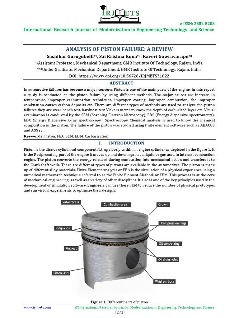 Analysis of Piston Failure A Review | PDF | Fracture | Piston