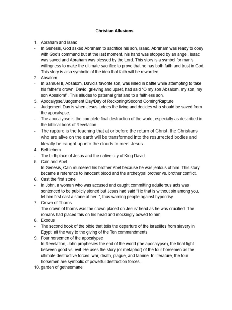 Biblical Allusions Explained | PDF | Jesus | David