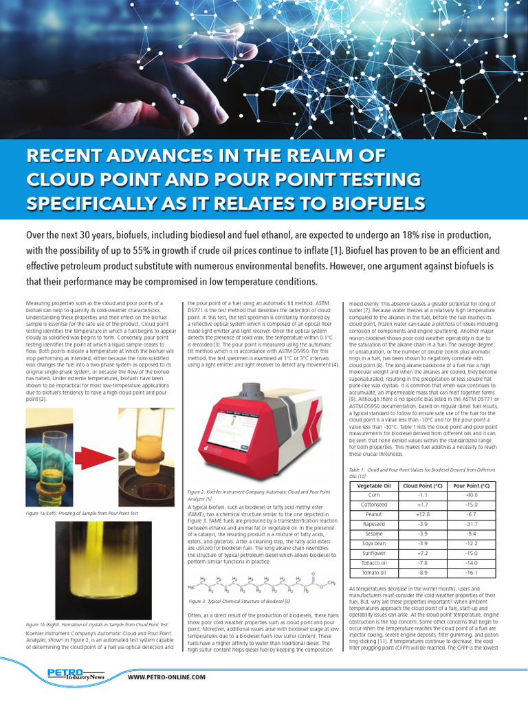 Recent Advances in The Realm of Cloud Point and Pour Point Testing ...