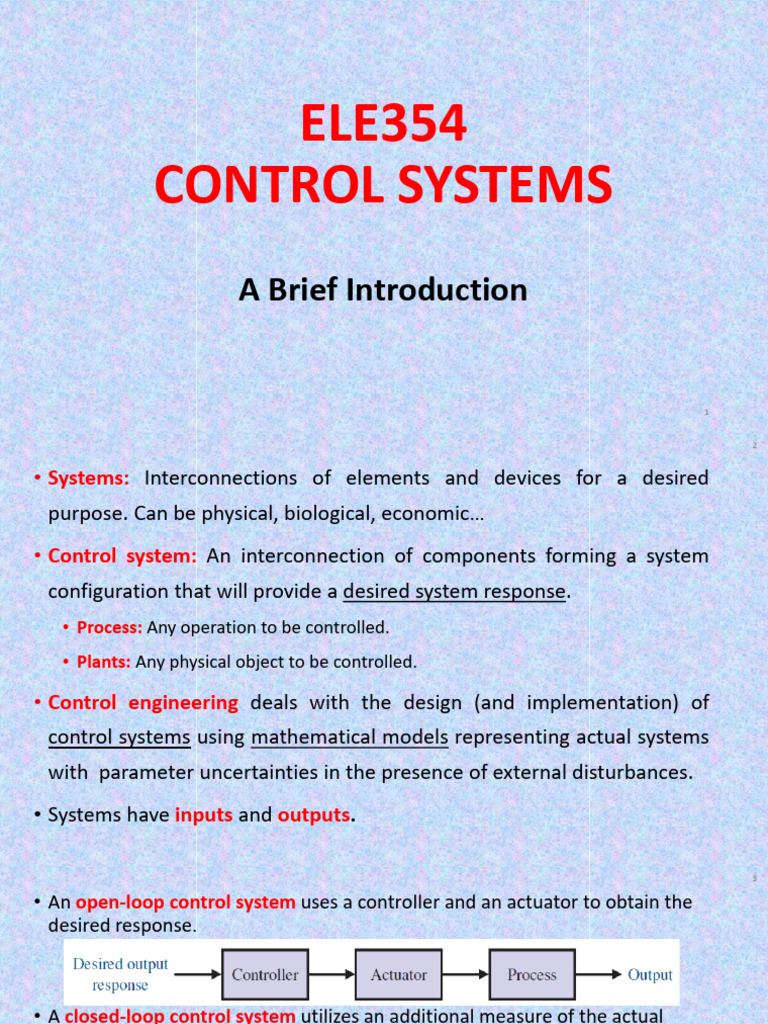 ELE354_Week 1 Slides_26-09-2024 | PDF | Control Theory | Differential ...