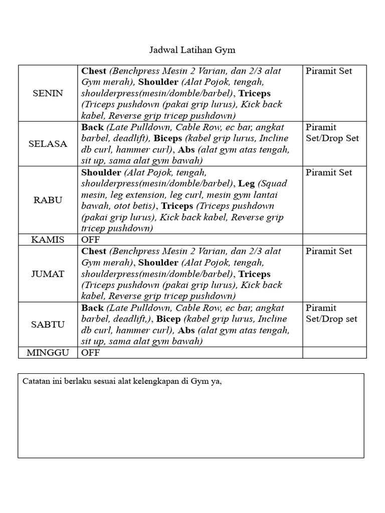Jadwal Gym | PDF