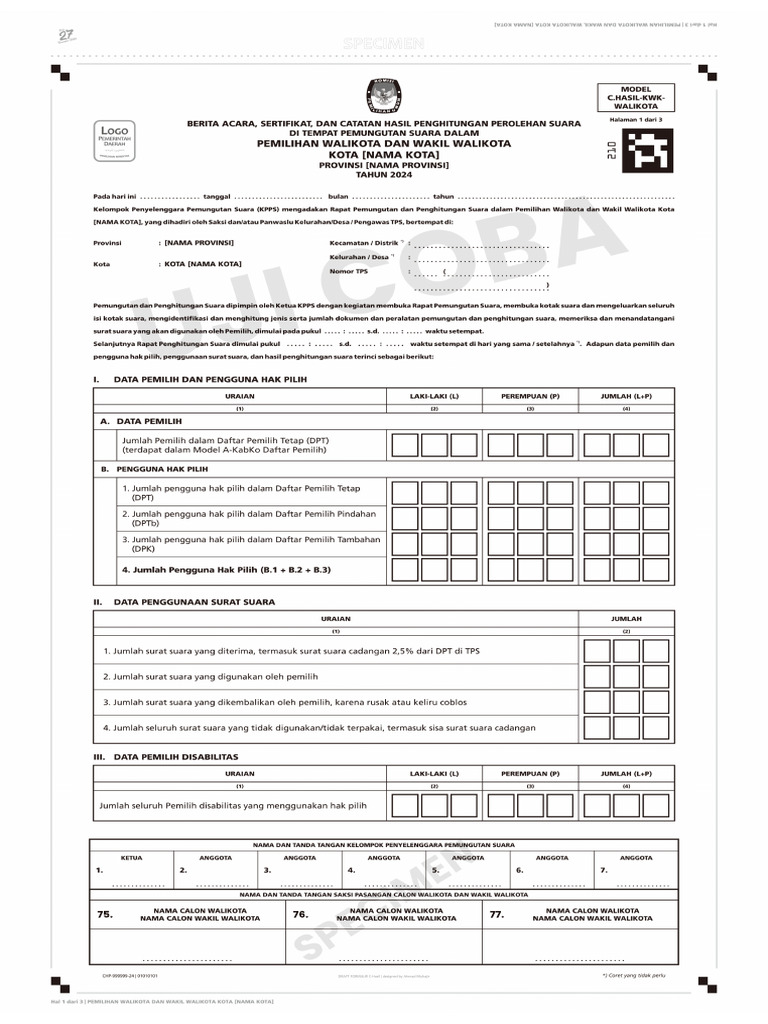 Ukuran FTA) - Specimen - Ujicoba | PDF