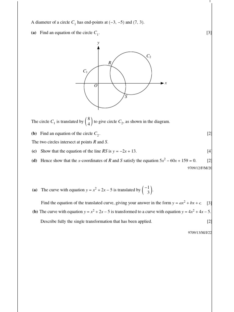 F6 Circles and Transformation of Functions (QP) | PDF