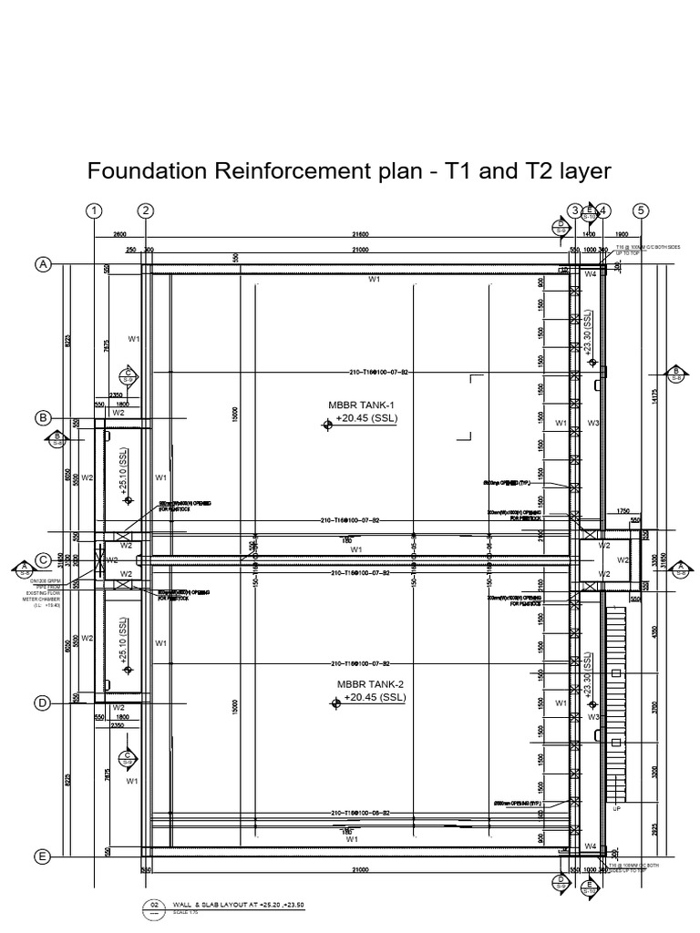 Foundation Reinforcement Plan - T1 and T2 Layer | PDF
