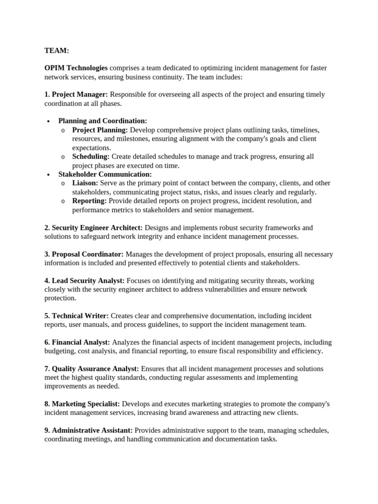 TEAM group (updated) | PDF | Incident Management | Business