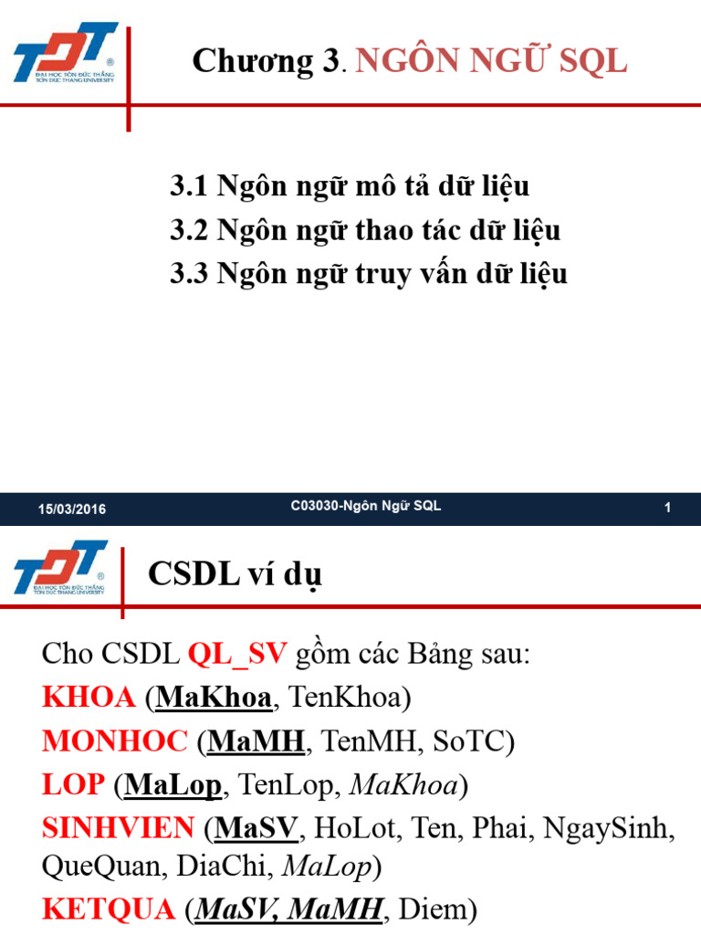 CSDL 03 SQL | PDF